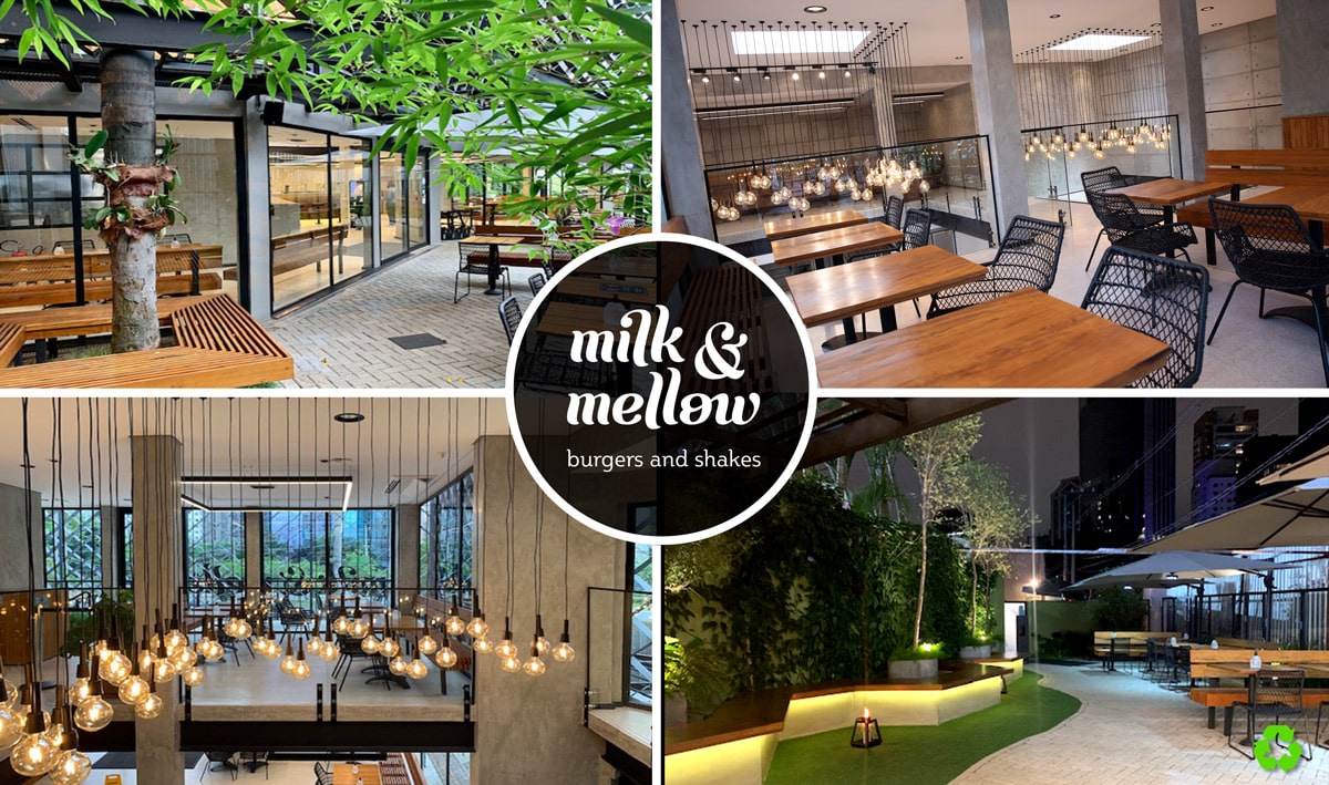 Ambiente - Hamburgueria da Milk & Mellow conectada com a natureza.